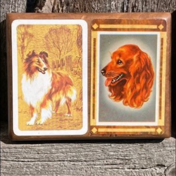 Accents | Vintage Playing Card Art Plaque Wall Decor Collie Spaniel ...